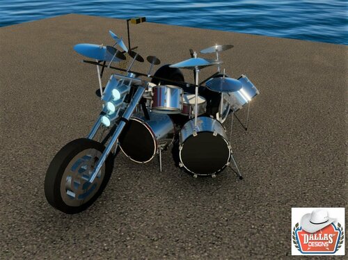 Harley Trike Drum Set (functional) - Musical Instruments - Genesis3DX ...