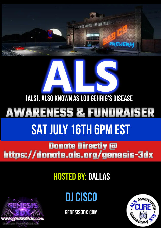 ALS Awareness & Fundraiser 6PM EST - Genesis3DX Events - Genesis3DX