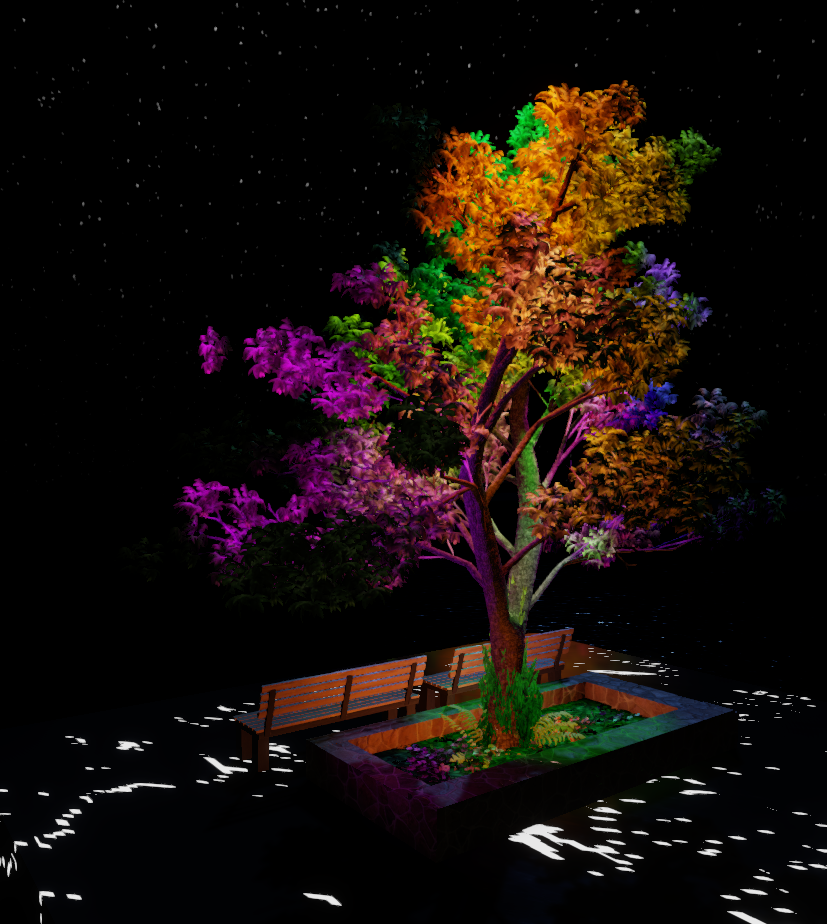 Colorful tree with Bench - Outdoor Items - Genesis3DX - Your 3DXChat ...